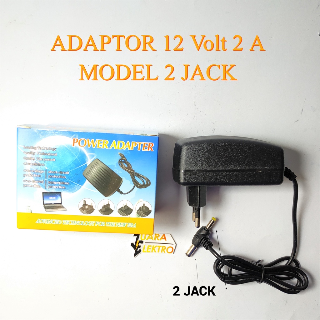 Jual Adaptor 12V 2A Dengan 2 JACK | AC/DC Adaptor Model 0520 Pengubah ...