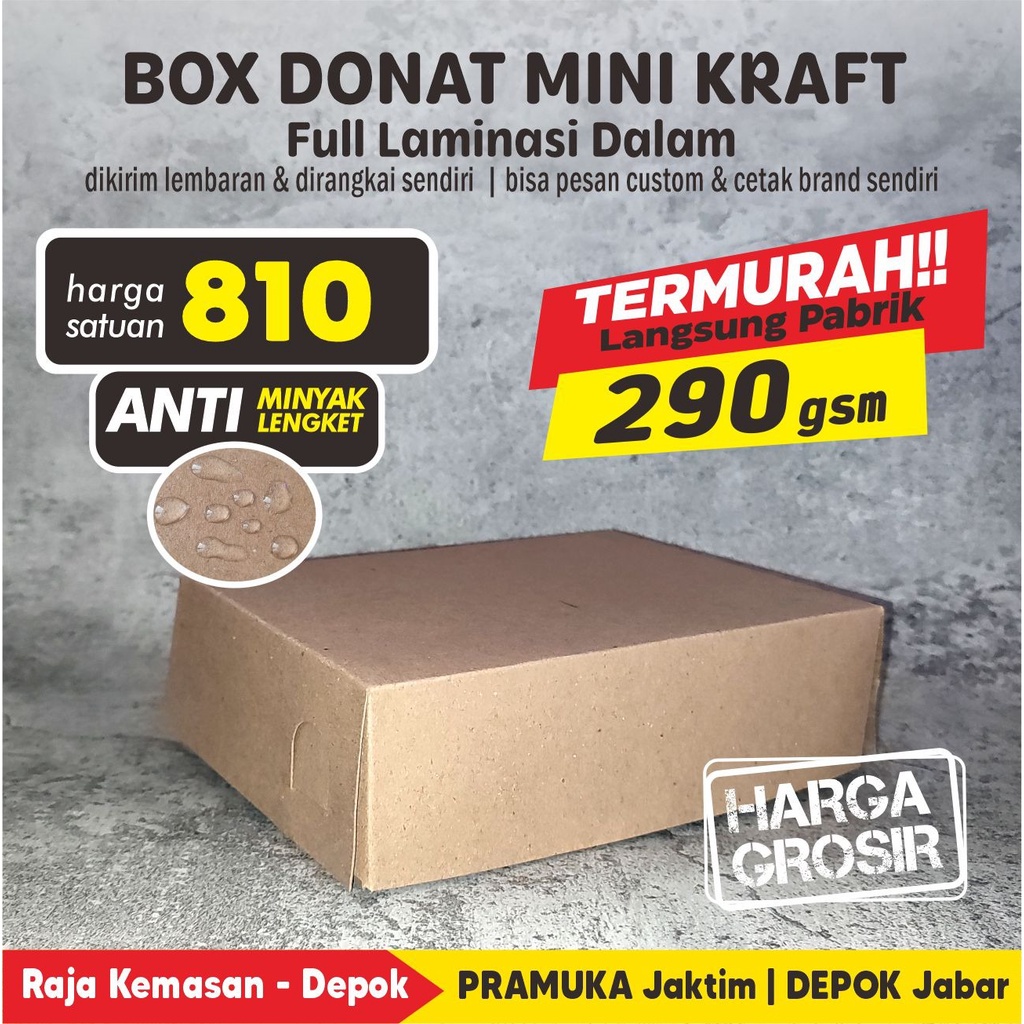Jual BOX DONAT MINI KRAFT POLOS FULL LAMINASI | Shopee Indonesia