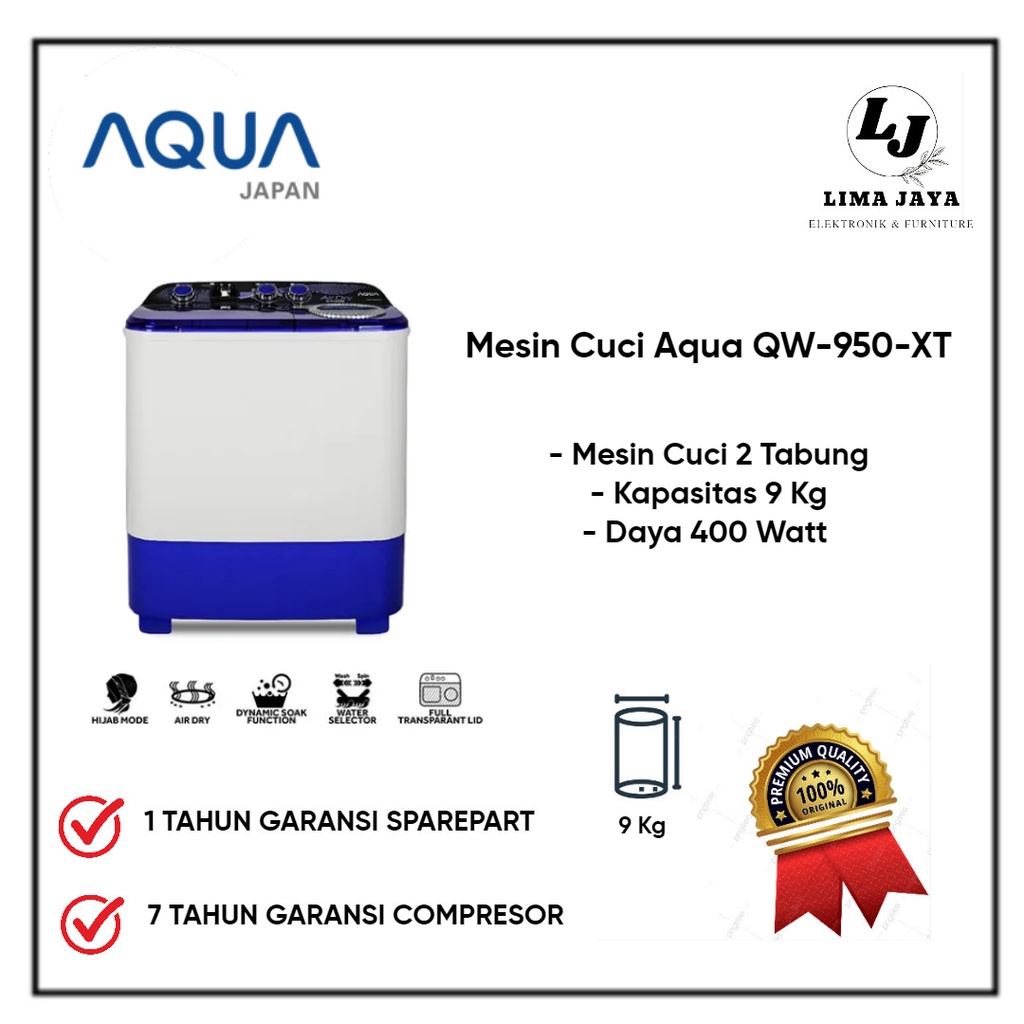 Jual Mesin Cuci 2 Tabung AQUA QW950XT/9060xt/9030HT Mesin Cuci Dua ...