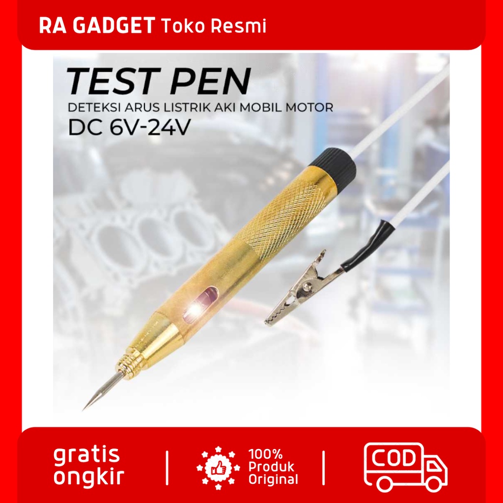 Jual Test Pen Deteksi Arus Listrik Aki Mobil Motor DC 6V-24V / Tespen ...