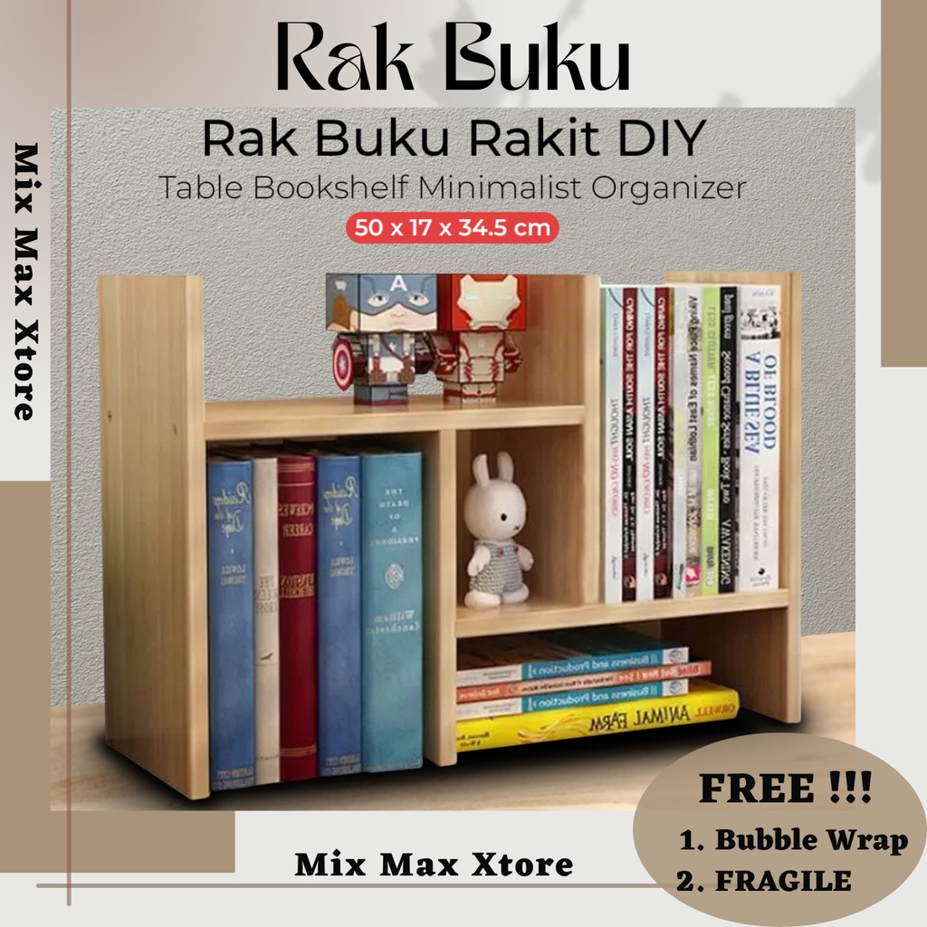 Jual Rak Buku Minimalis Rakit DIY Table Bookshelf Minimalist Organizer ...