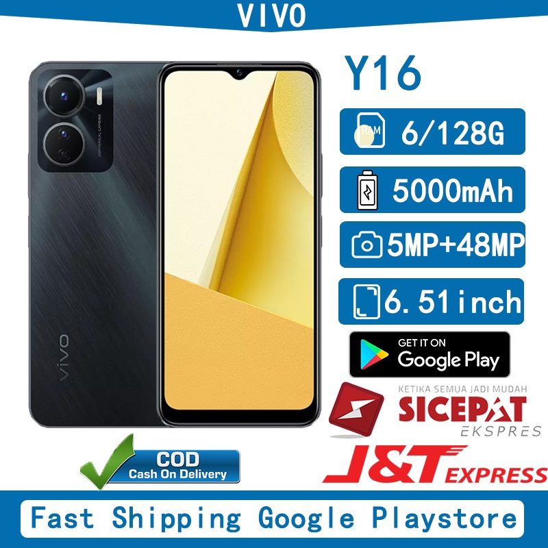 Jual HP Vivo Y16 Ram 6/128G 4G LET Smartphone 48mp kamera hd 6.51-inch ...
