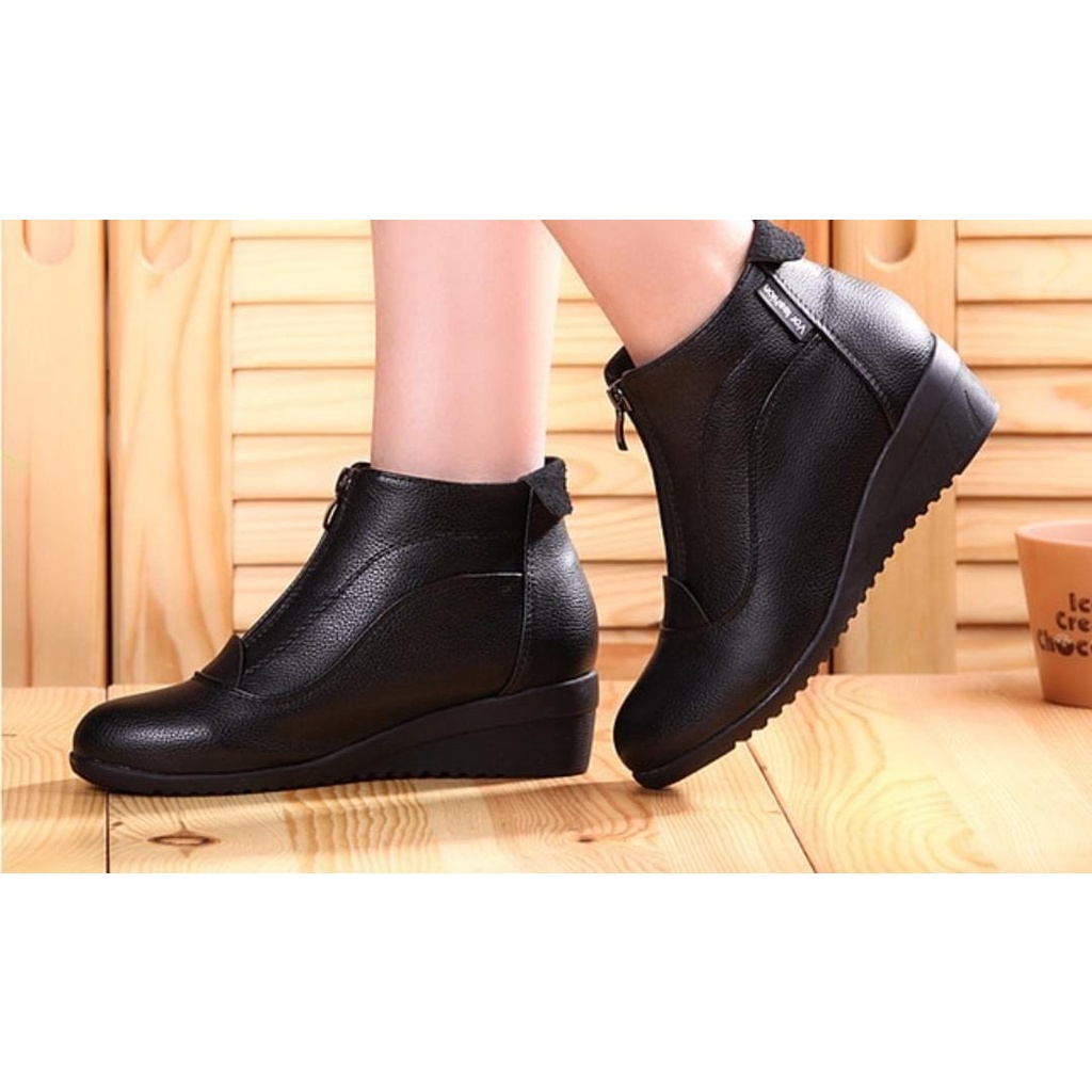 Jual Sepatu boots cewek pantofel wanita bahan kulit asli model sol ...