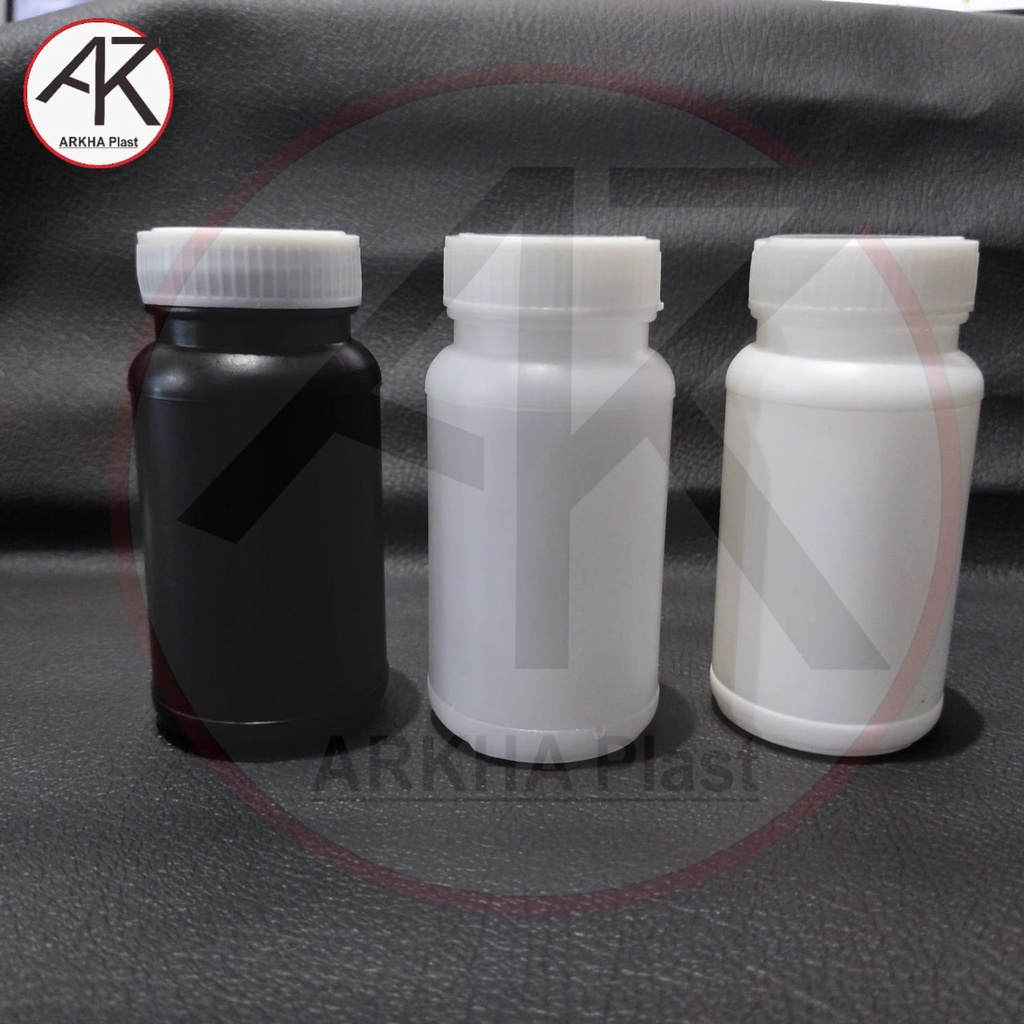 Jual Botol Obat HDPE 60 Kapsul Wadah Bulat Putih Hitam 100ml | Shopee ...
