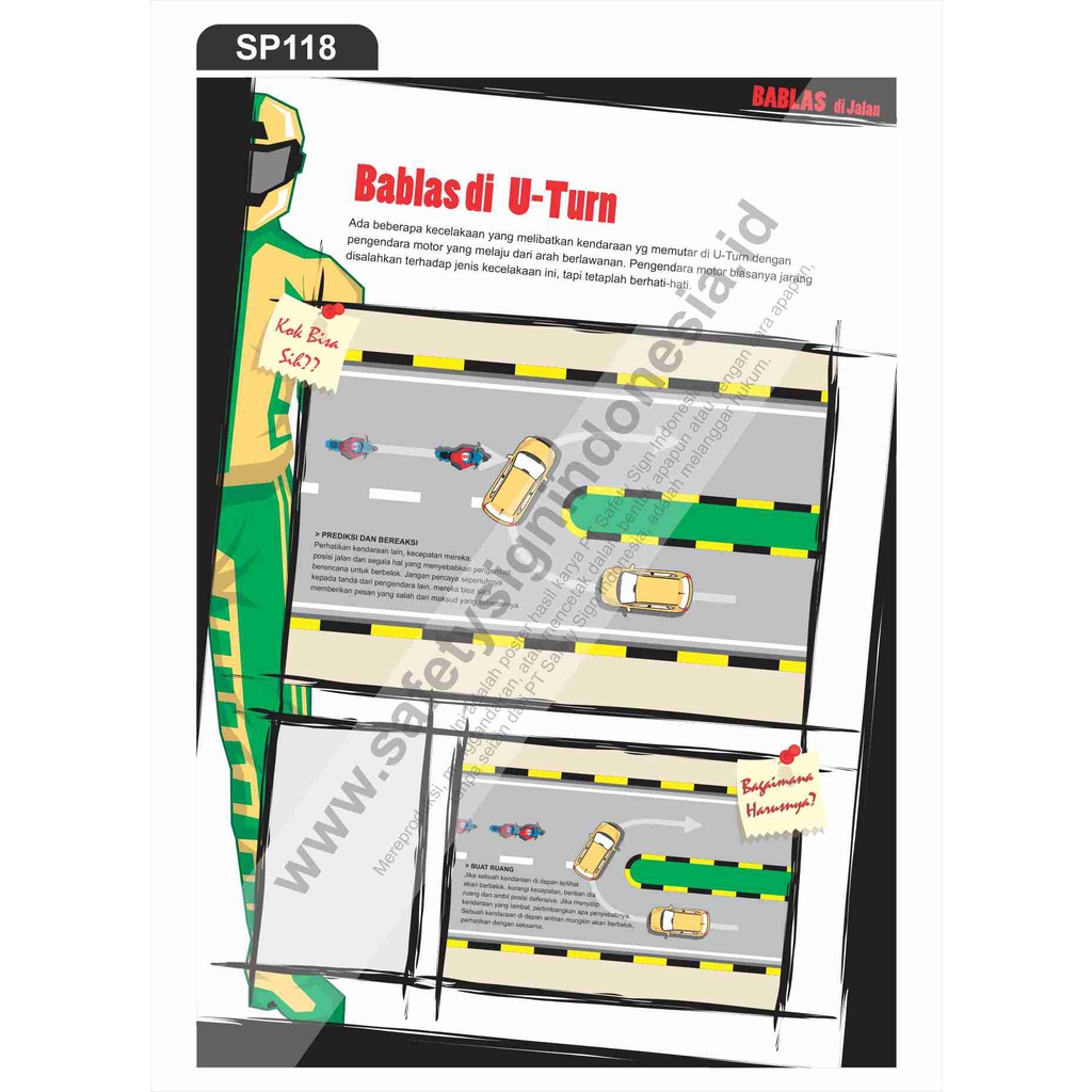 Jual SP118 Poster K3 Safety A1 Pigura - Safety Riding, Bablas U Turn ...