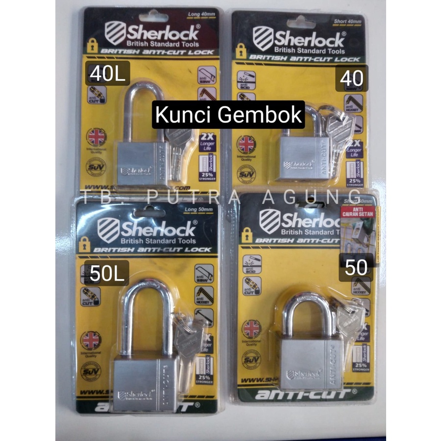 Jual gembok sherlock original termurah // 40,40L,50,50L,&60 | Shopee Indonesia