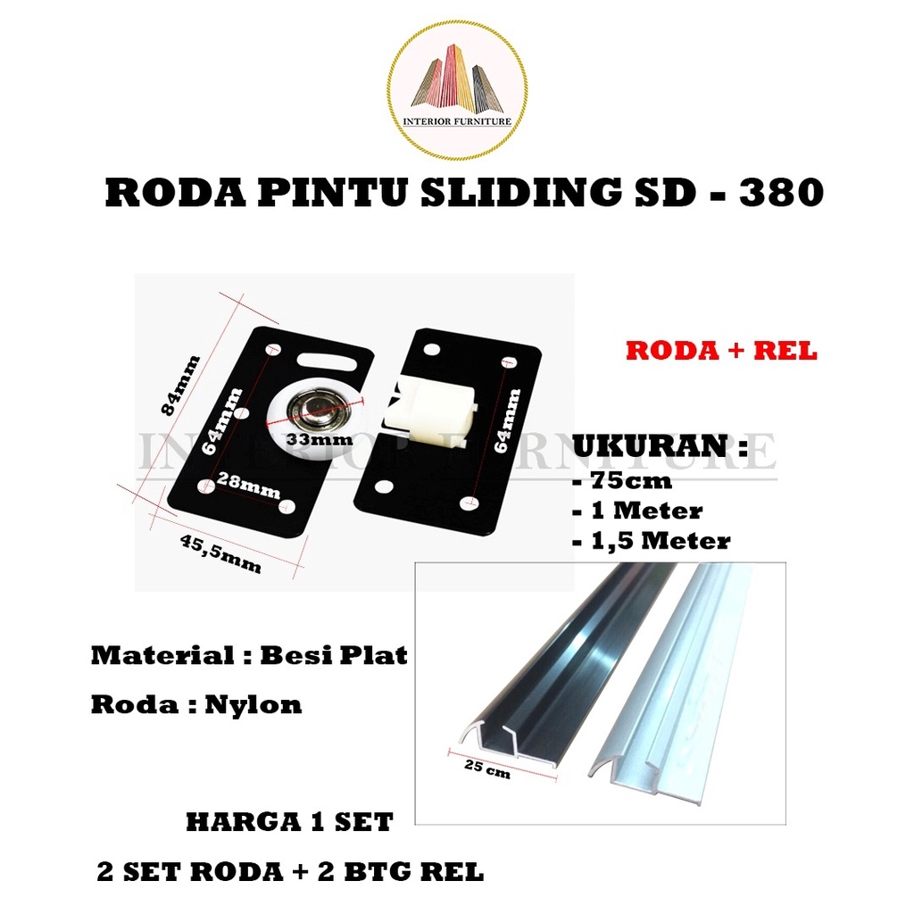 Jual Roda Lemari Sliding SD 380 + Rel Lemari Sliding SD 380 | Shopee ...