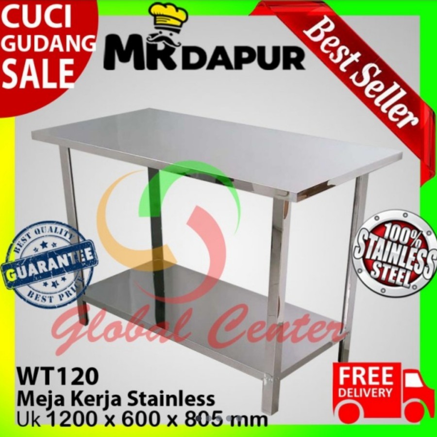 Jual WORK TABLE STAINLESS STEEL MR DAPUR MEJA KERJA WT 1 ORIGINAL ...