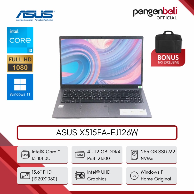 Jual LAPTOP ASUS VIVOBOOK X515FA-EJ126W [CORE I3-10110U | RAM 12GB ...