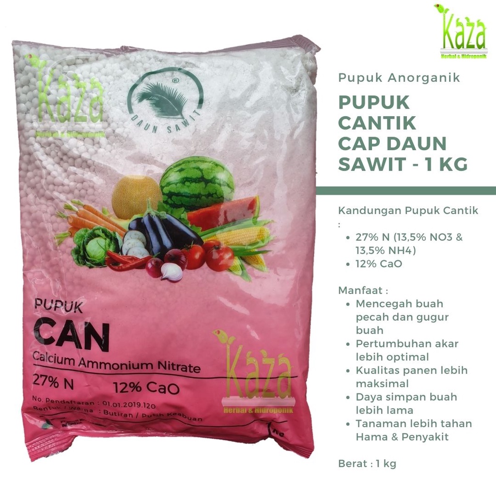 Jual Pupuk CAN 1 kg Cap Daun Sawit - Calsium Ammonium Nitrat | Shopee ...