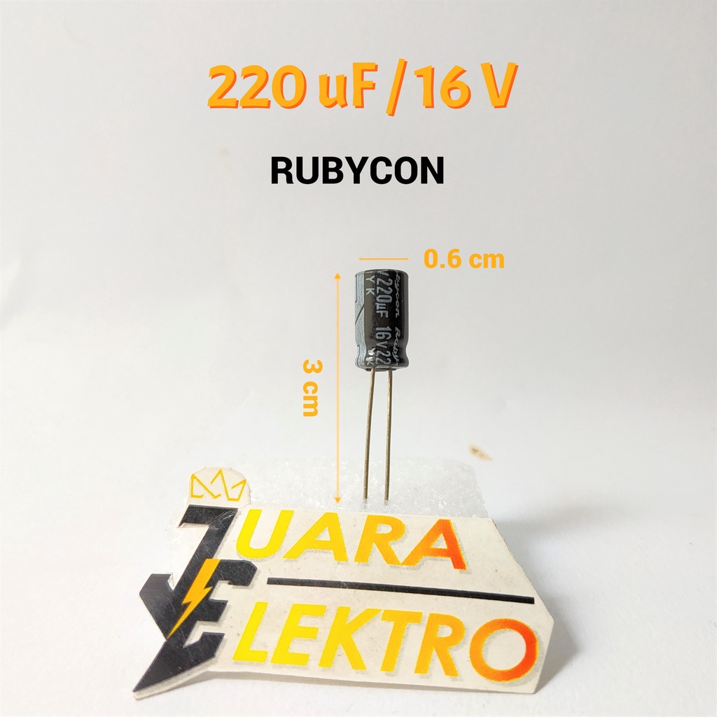 Jual KAPASITOR ELCO 220uF / 16V | Capasitor Elko 220 uF/16 Volt RUBYCON | Shopee Indonesia