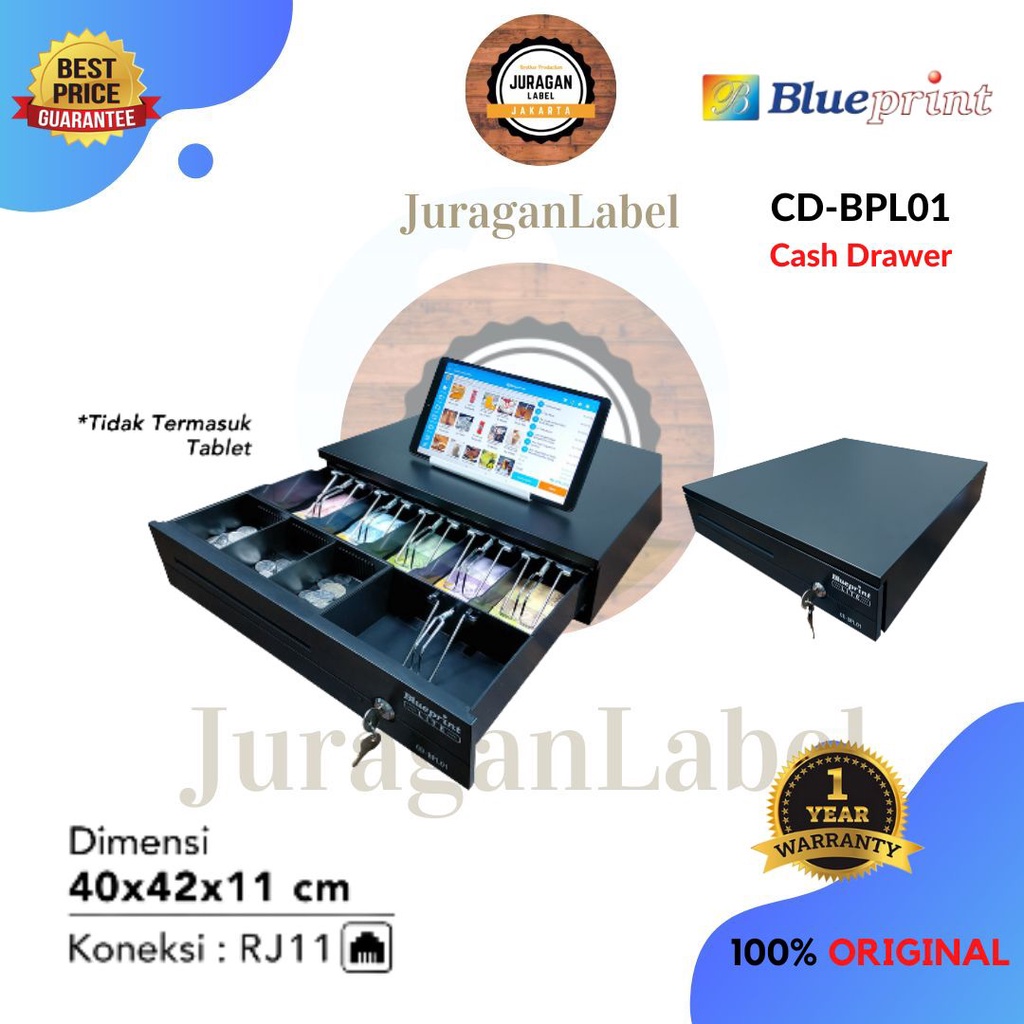 Jual BLUEPRINT CD-BPL01 Cash Drawer Besar Laci Kasir Laci Uang 40x42x11 ...
