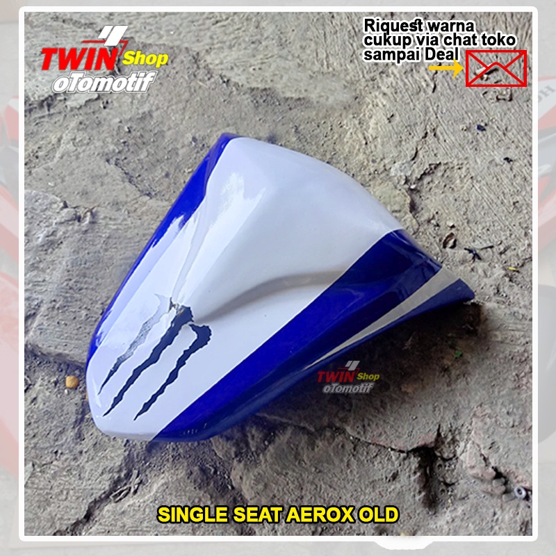 Jual SINGLE SEAT YAMAHA AEROX, SINGLE SEAT AEROX OLD PUTIH LIST BIRU ...