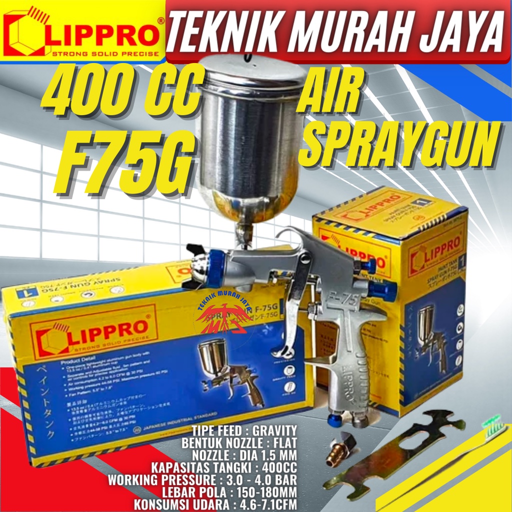 Jual LIPPRO F75G F 75 G Air Spray Gun Tabung Atas Spraygun Spet Cat ...