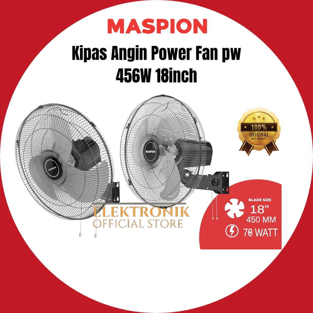 Jual MASPION KIPAS ANGIN POWER FAN PW 456/PW456/PW-456/KIPAS TEMBOK ...