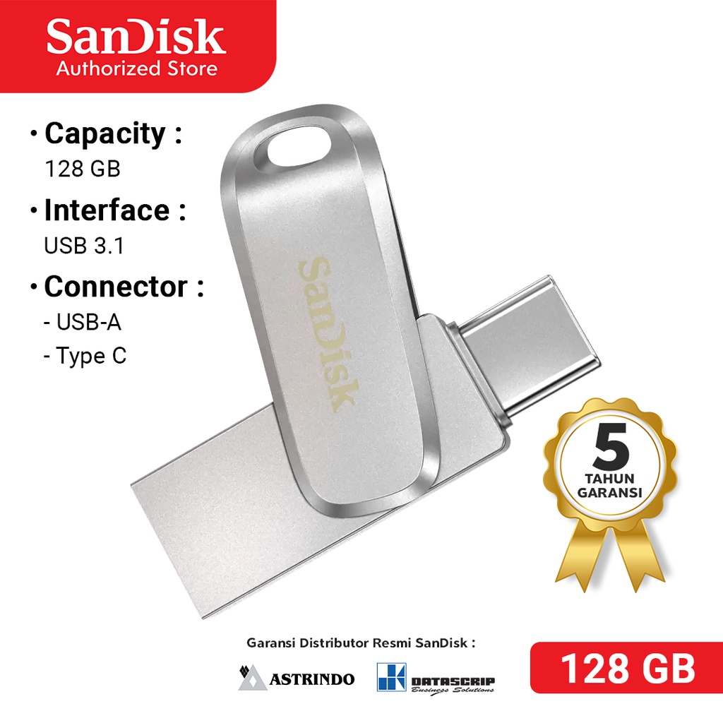 Jual Flashdisk OTG Type C 128GB SanDisk Dual Drive Luxe SDDDC4 ...