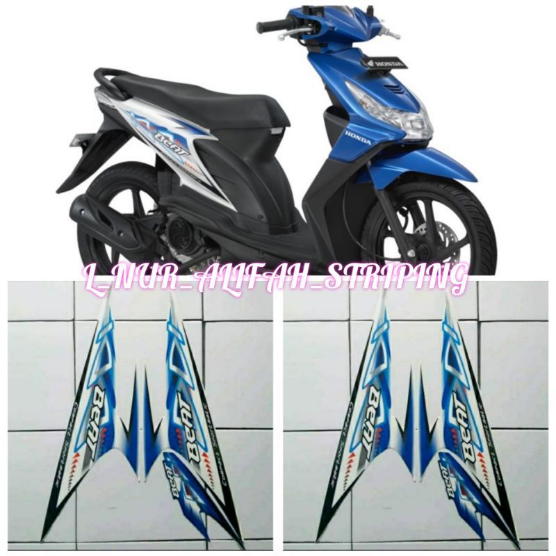 Jual stiker striping Honda beat karbu biru putih | Shopee Indonesia