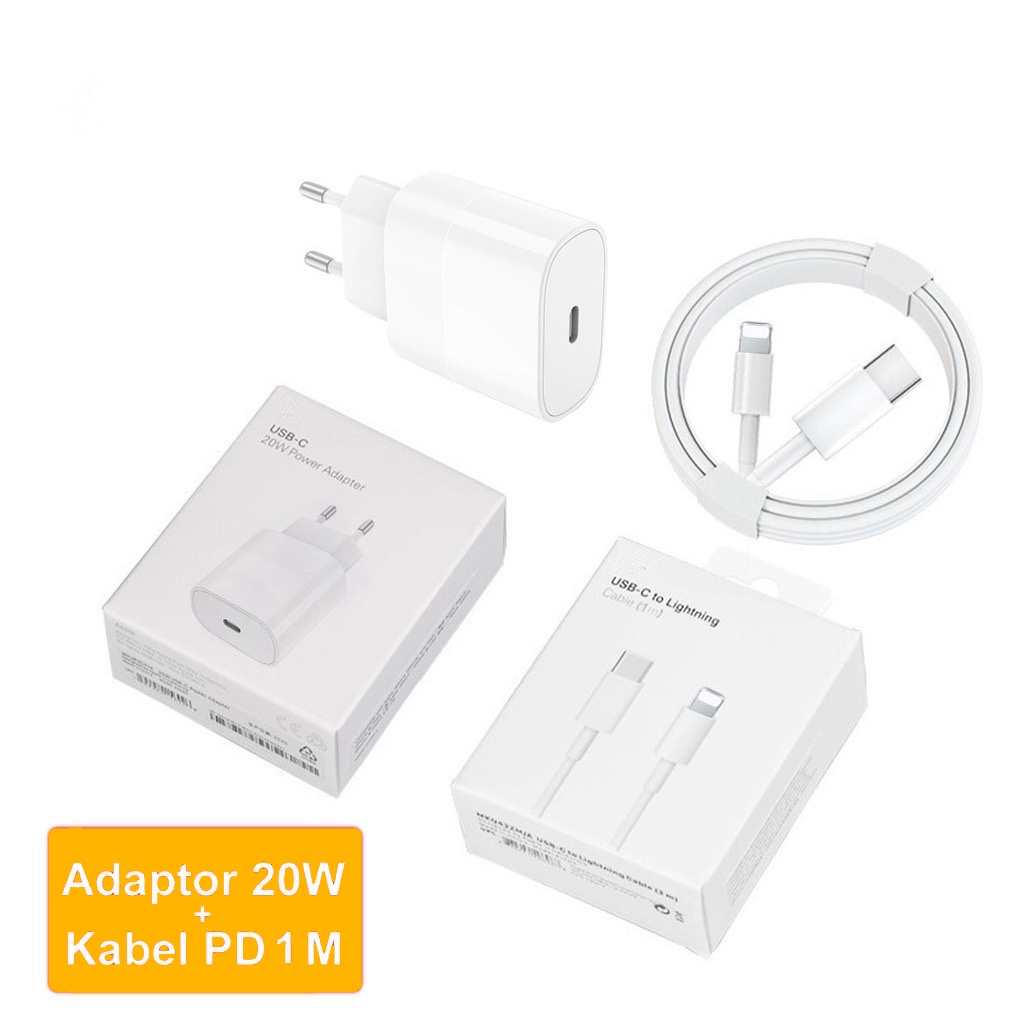 Jual KABEL USB C to IP + ADAPTOR (1 PAKET) 18w/20w FAST CHARGING ...