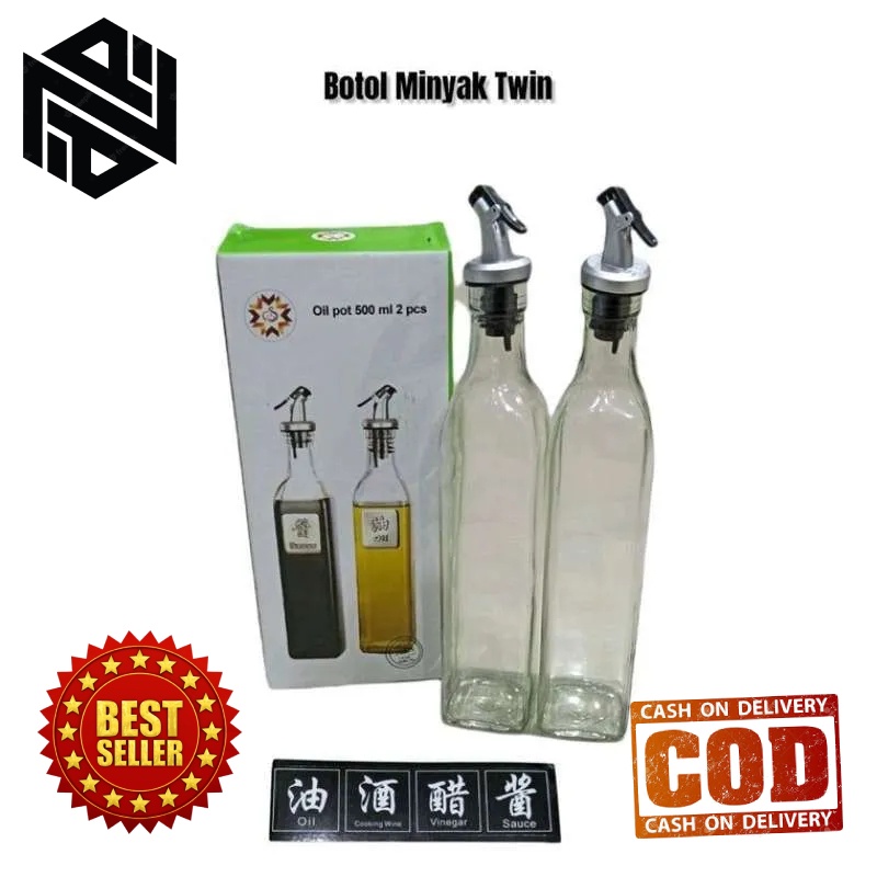 Jual BOTOL OIL POT KACA TWIN ESTETIK 500 ml isi 2 pcs BOTOL MINYAK ...