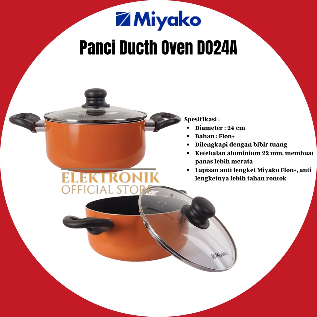 Jual MIYAKO PANCI TELFLON 24 CM/DUTCH OVEN DO24A/PANCI TELFLON NON ...