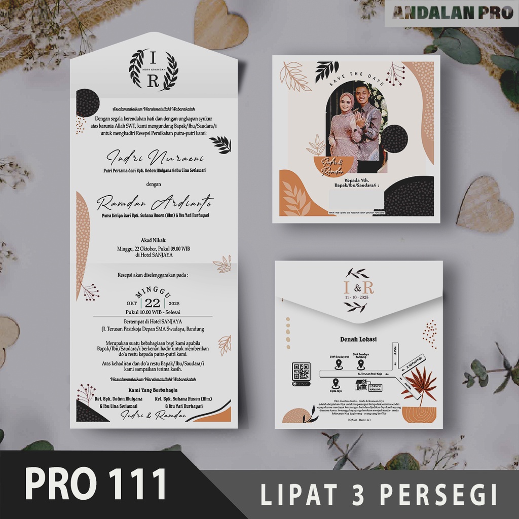 Jual 50 Desain Undangan Lipat 3 Persegi Bahan BC Tik 200 GSM | Shopee ...