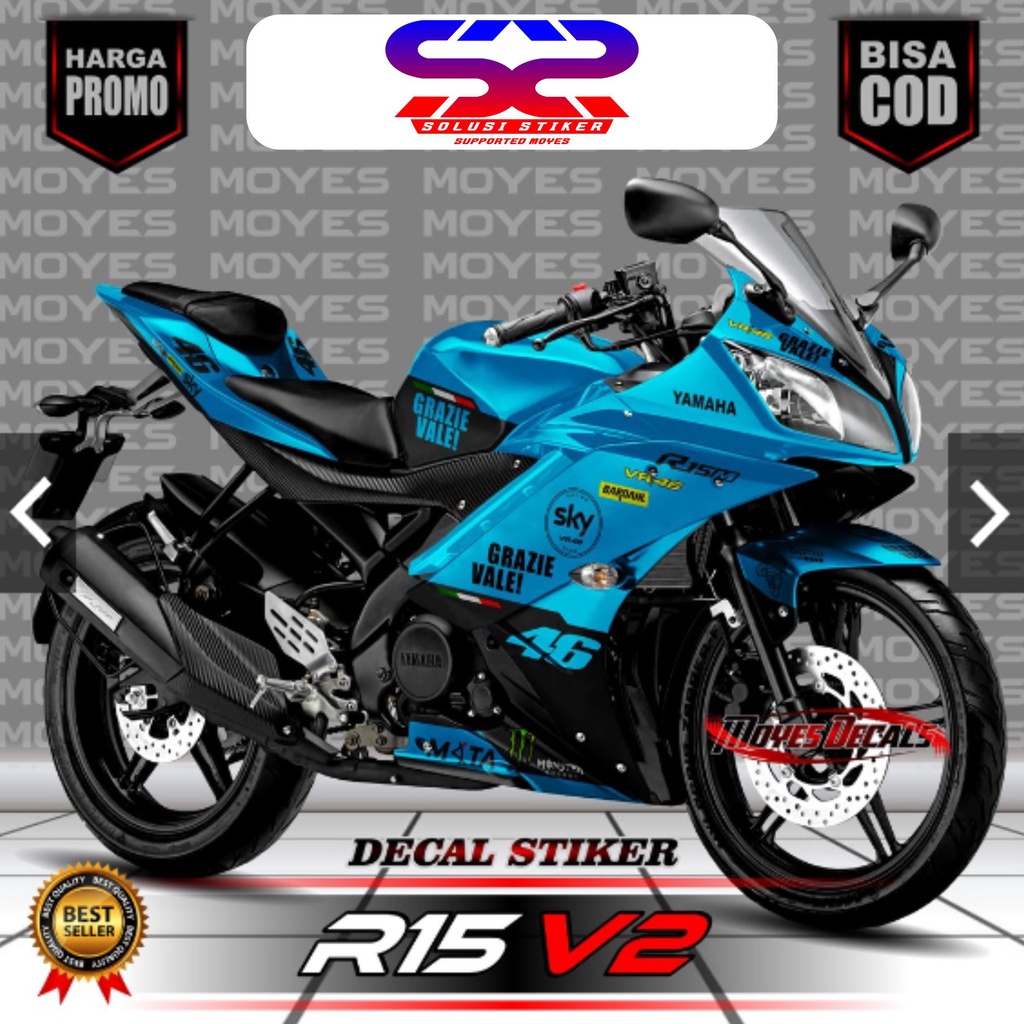 Jual Setiker Decal Motor Yamaha R15 V2 Desaind Biru Muda FullBody Decal ...