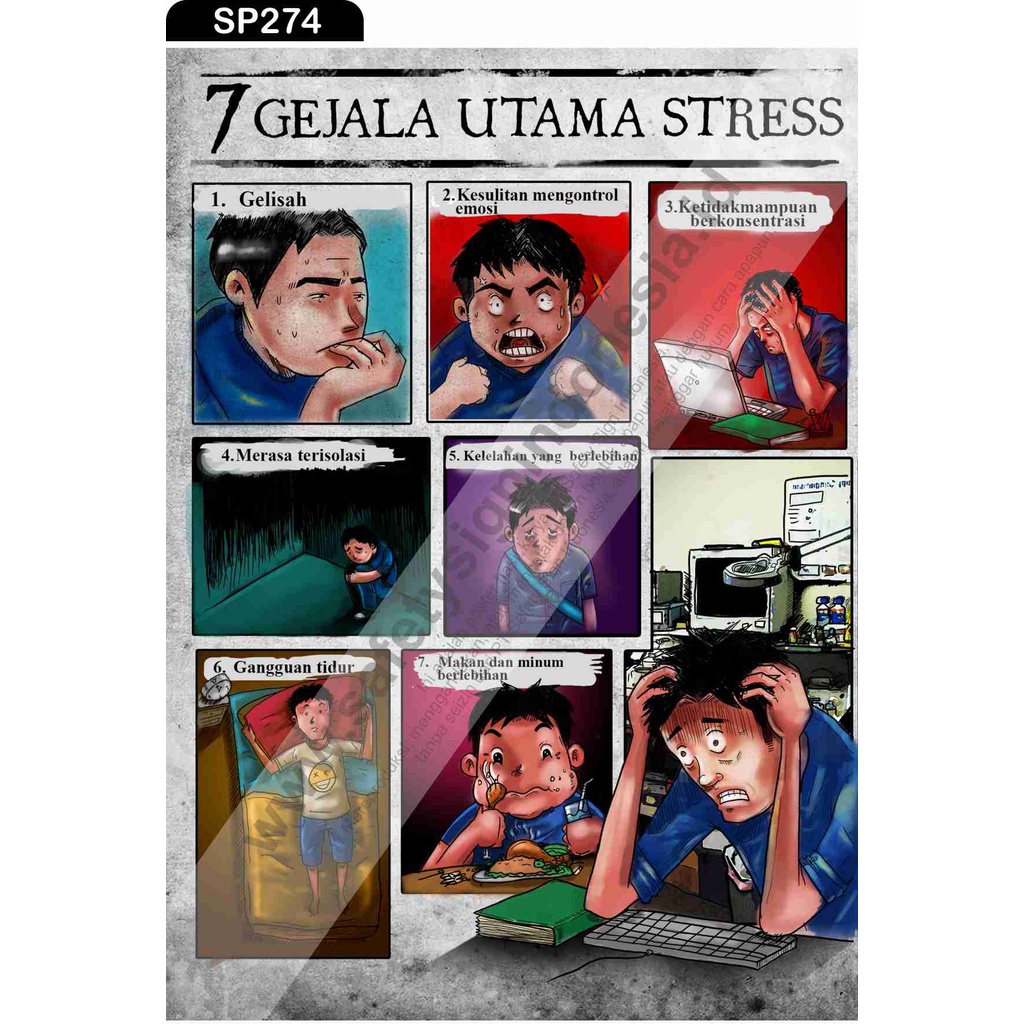 Jual SP274 Poster K3 Safety A2 - Gejala Utama Stress Berat | Shopee ...