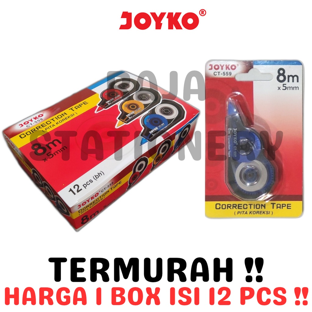 Jual JOYKO CORRECTION TAPE 8m TIPEX KERTAS JOYKO TIPE X TIP CT-559 ...