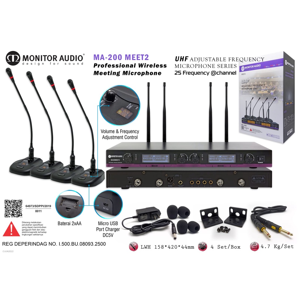 Jual Mic Meja Wireless Podium Monitor Audio MA 200 MEET 2 Microphone ...