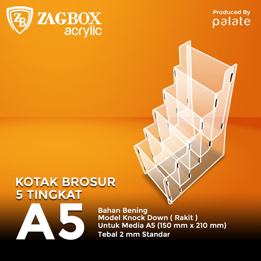 Jual TEMPAT BROSUR A5 5 SUSUN /AKRILIK RAK BROSUR A5 5 LAYER 3MM ...