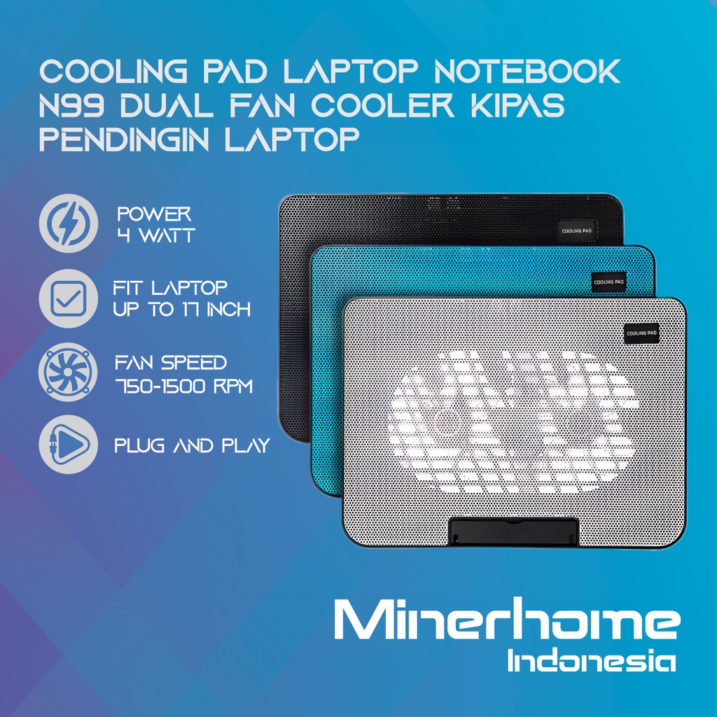 Jual Cooling Pad Laptop Notebook N99 Dual Fan Cooler Kipas Pendingin ...
