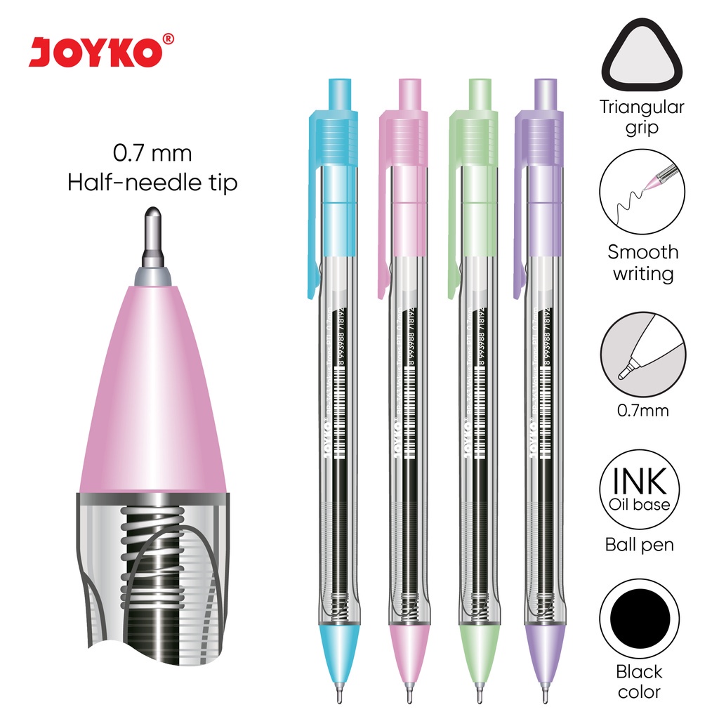 Jual Pulpen Pena JOYKO BP-363 Vokus Transparant Pastel 0.7 mm (12pc) | Shopee Indonesia