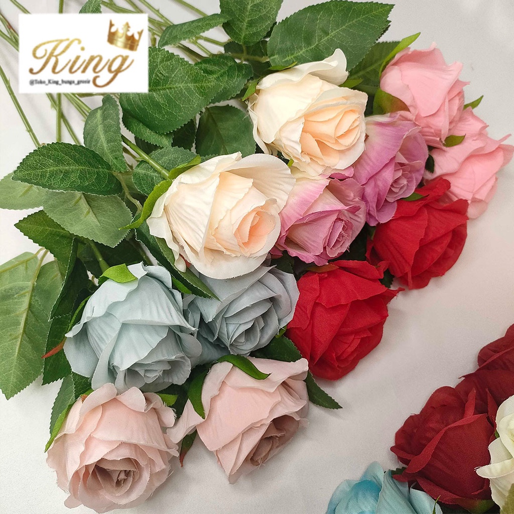 Jual Artificial Rose Bunga Mawar Palsu Single Rose Dekorasi Hias Buket ...