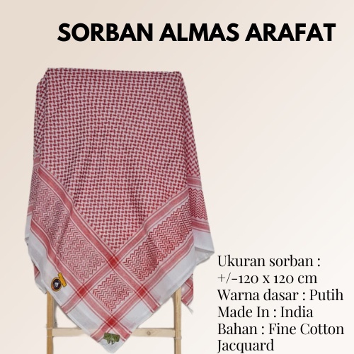 Jual Sorban Almas Arafat Motif Merah Putih / Sorban Imamah | Shopee ...