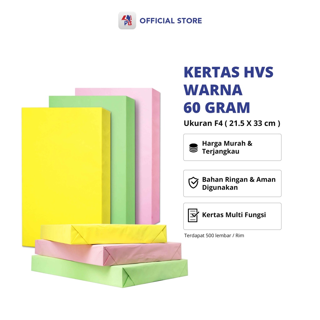 Jual Kertas HVS F4 60 Gsm 500 Lembar Berwarna / Kertas HVS F4 Kertas ...