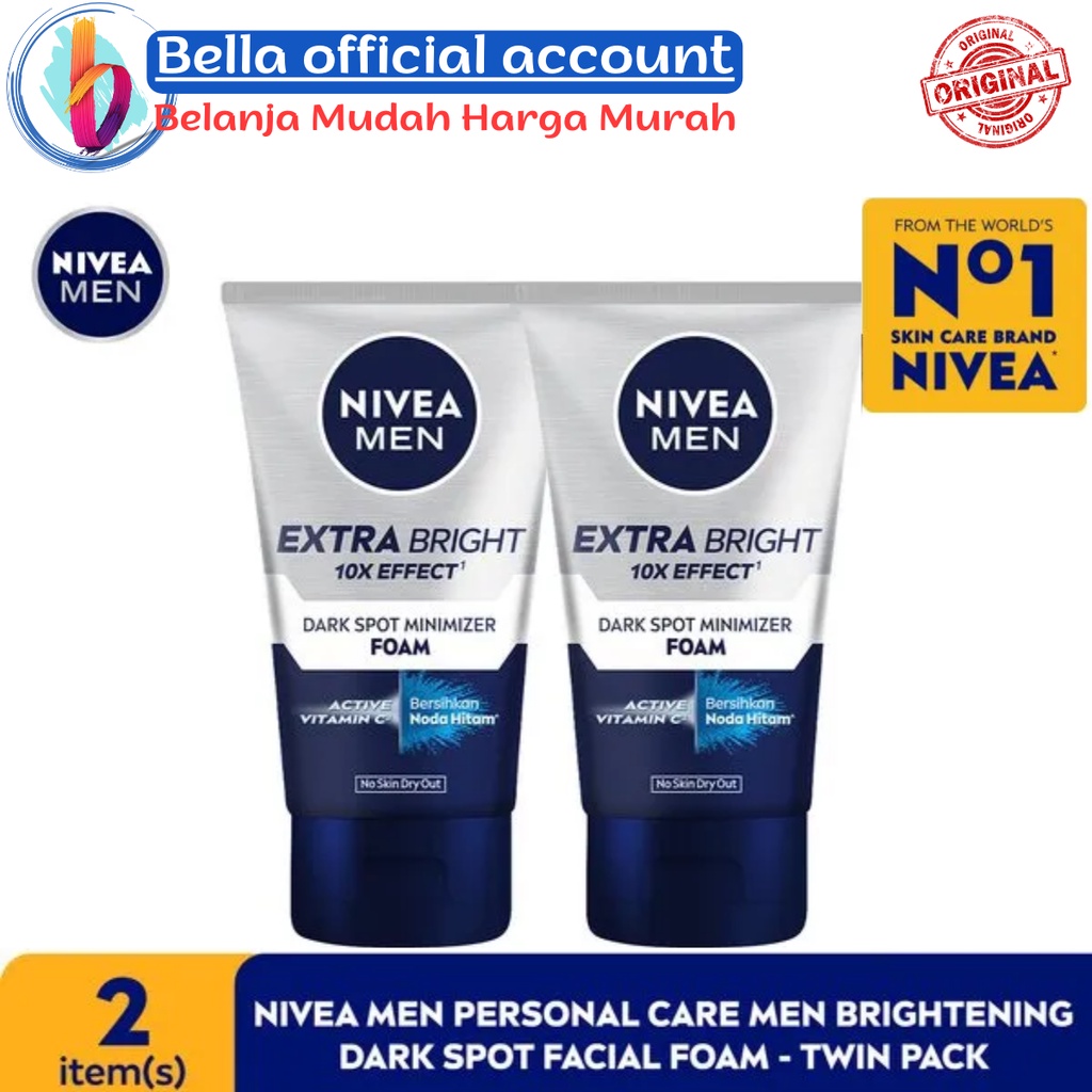 Jual Nivea Men Extra Bright Dark Spot Minimizer Foam 100 ml ( twinpack ) | Shopee Indonesia