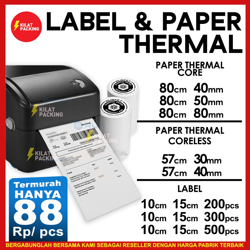 Jual Stiker Label Thermal Paper Thermal Stiker Barcode Printer Resi Kertas POS A6 Rusfet ...