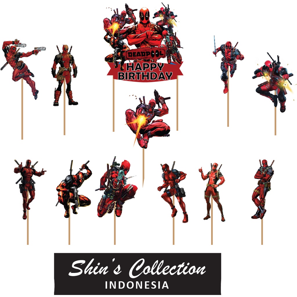 Jual Cake topper Deadpool cartoon set isi 12 pcs | Shopee Indonesia