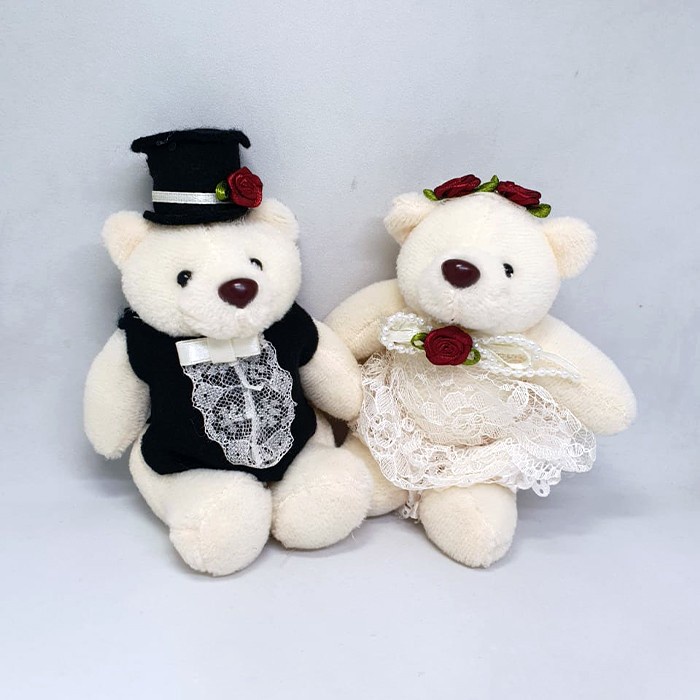 Jual Boneka Teddy Bear Mini Couple Wedding Baju Lucu Pengantin Kecil 12 ...