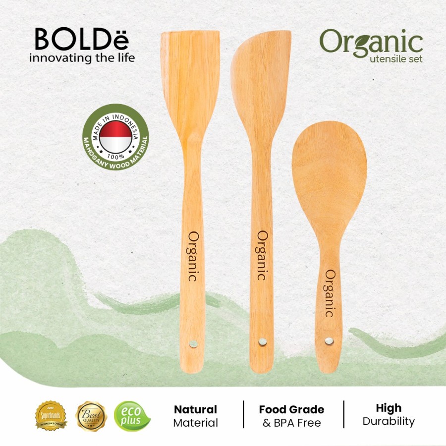 Jual BOLDe Organic Utensil Set 3 Pcs Wood Series - Utensil Spatula ...