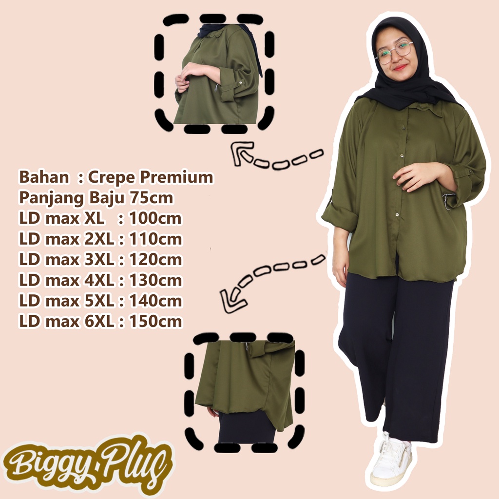Jual KEMEJA KERJA HIJAU ARMY POLOS JUMBO XL LD 100 2XL XXL 2L LD 110 3XL 3L XXXL LD 120 4XL 4L ...