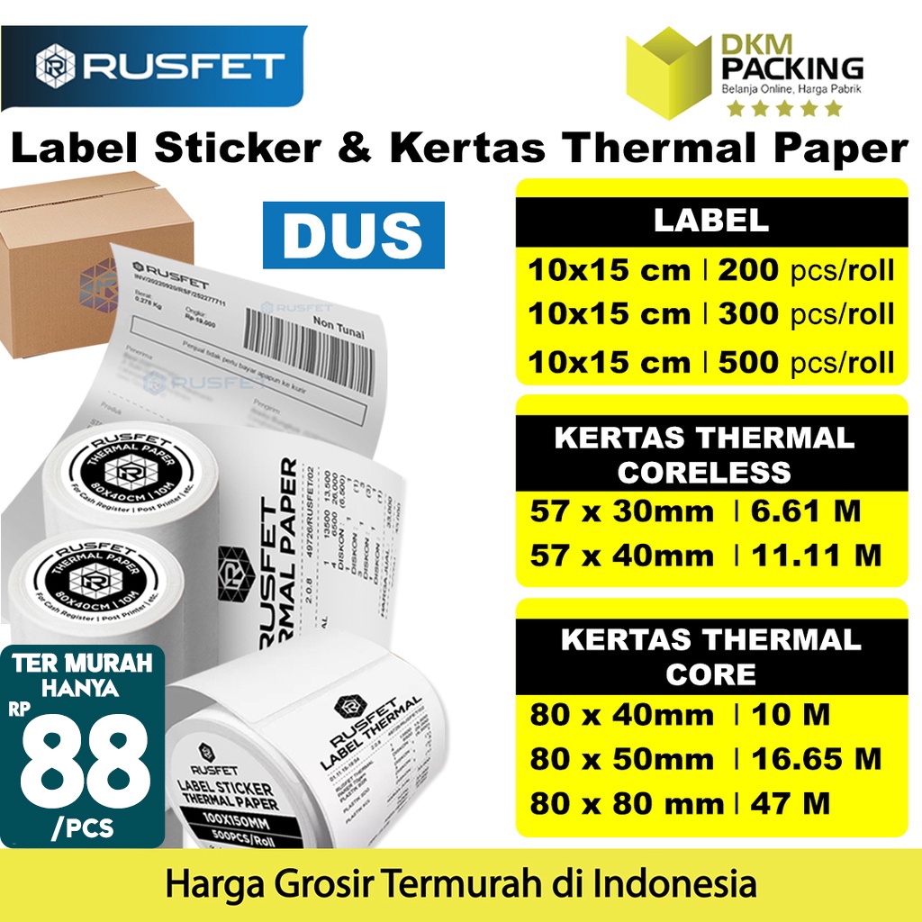 Jual Label Thermal Paper Sticker Kertas Printer Resi Stiker Barcode POS ...