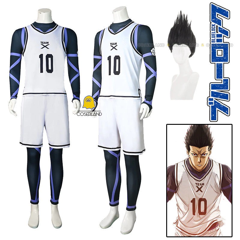 Jual Jersey Baju Kaos Blue Lock Anime Cosplay Costume Team X Putih Nagi ...
