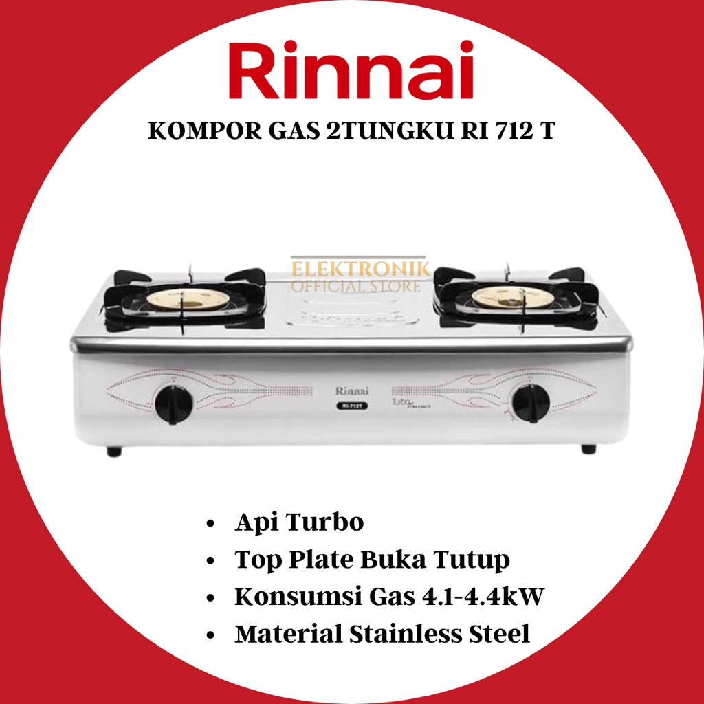 Jual RINNAI KOMPOR GAS 2 TUNGKU RI 712 T/RI712T/RI 712T/RI712 T/RI-712T ...