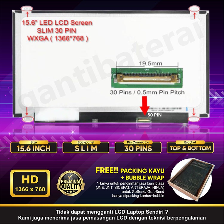Jual Led Lcd Dell Inspiron 15 3000 15.6" inch slim 30 Pin | Shopee ...
