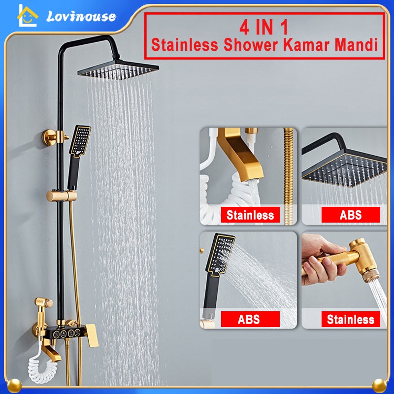 Jual Shower Kamar Mandi 4 IN 1 Shower Set Dengan Faucet Sprayer Faucet Panas Dan Dingin | Shopee ...