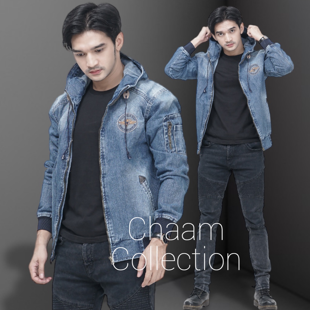 Jual [COD]Jaket Jeans Denim Kupluk|Jaket Casual Pria|Jaket Denim Pria ...