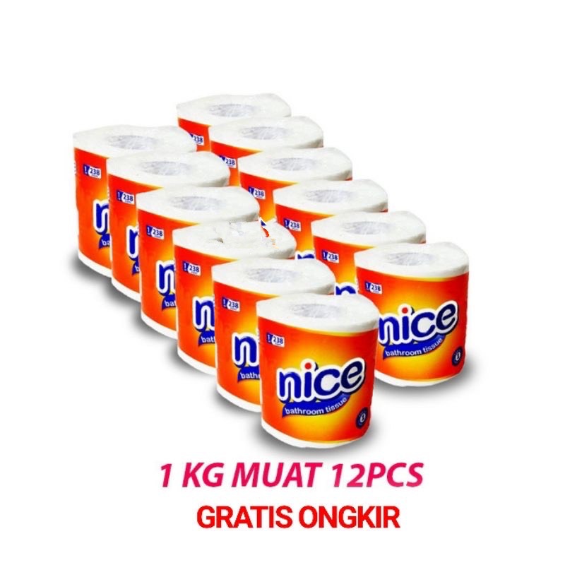 Jual TISSUE / TISSU / TISU GULUNG NICE TOILET 1 ROLL [ 1 KG MUAT 12 ROLL ] TISSU NICE ROLL KAMAR ...