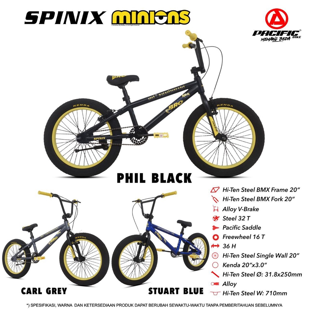 Jual SEPEDA BMX 20 INCH SPINIX MINIONS 3.0 & 3.0 ROTOR PACIFIC | Shopee Indonesia