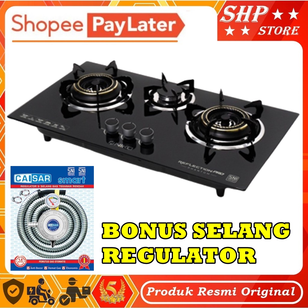 Jual KOMPOR GAS TANAM KACA 3 TUNGKU NIKO REFLECTION PRO PHANTOM BONUS ...